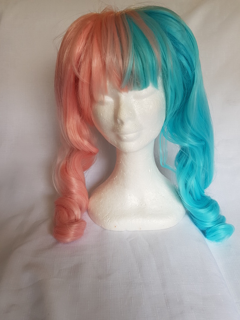 Two-Tone Split Pink/Blue Pigtail Wig - Wigs and Artificial Hair - Lace ...