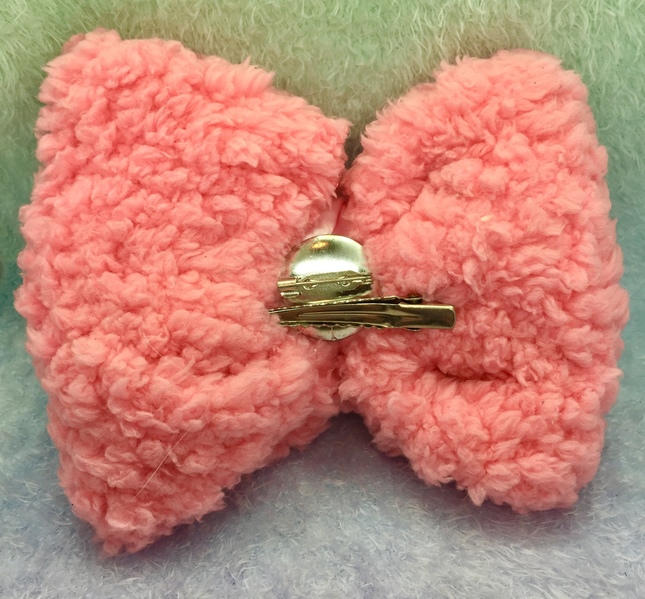 Chocomint fluffy bow clip bright pink - Hair Clips and Pins - Lace ...