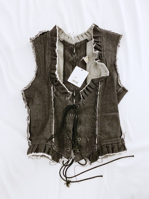 Atelier Boz Frayed Denim Vest - Vests - Lace Market: Lolita Fashion Sales