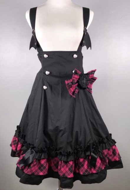 Bodyline RARE 2L L XL pink plaid punk goth bat jsk dress - Dresses ...