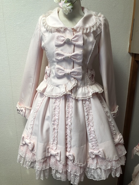 Angelic Pretty - Princess Ribbon Skirt + jacket set pink - One Piece ...