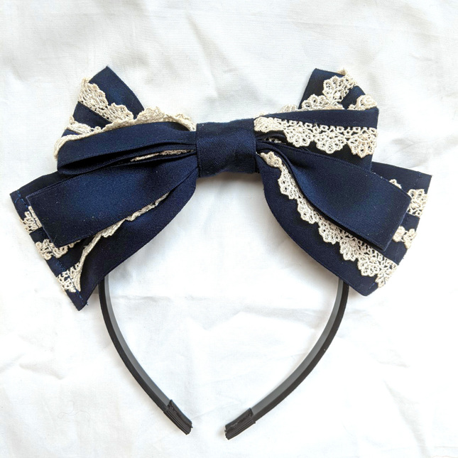Innocent World Sharon Ribbon Head Bow navy x offwhite - Headbands and ...