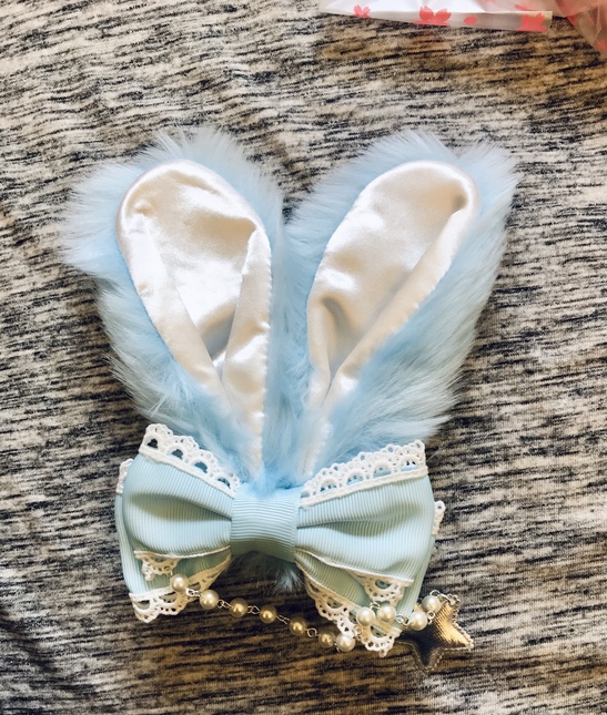 Free shipping sweet dreamer rabbit ear hair clip sax blue and silver ...