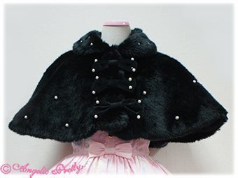 Fancy Ribbon Fur Cape, Angelic Pretty in black - Capes - Lace Market ...