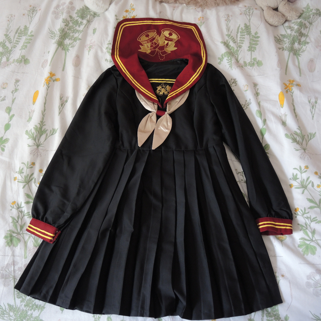 Black x Red Sailor Dress - Sleeved/OP - Kei Market: Buy and Sell ...