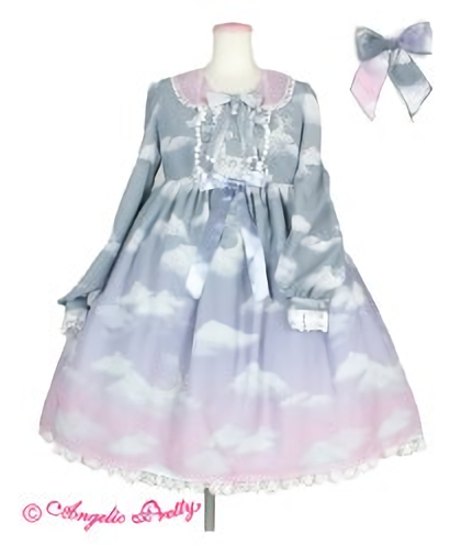 Angelic Pretty Misty Sky Brilliant Color Grey x Pink OP set - Dresses ...