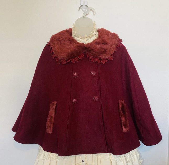 Infanta Wool Cape in wine red - Capes - Lace Market: Lolita Fashion Sales