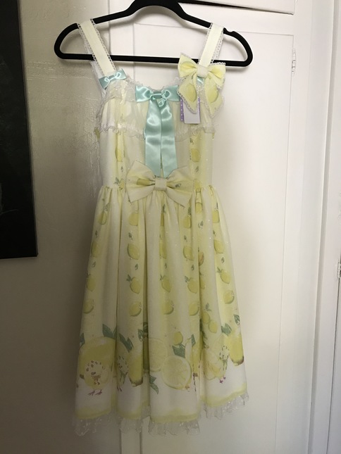Angelic Pretty Fruity Lemon JSK + Clip in Yellow - Jumperskirt - Lace ...
