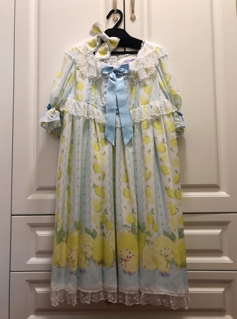 Angelic Pretty Fruity Lemon white OP & Hairpin - One Piece - Lace ...