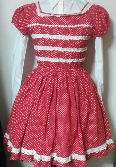 Angelic Pretty Shirring Dot OP in Red x White *US Shipping Included in ...