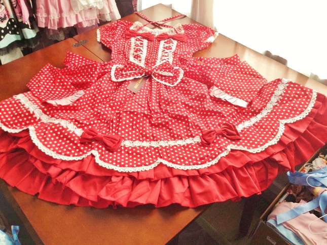 Bodyline Red Scalloped Polka Dot Double Lace Up OP (L257) Size M NWT ...