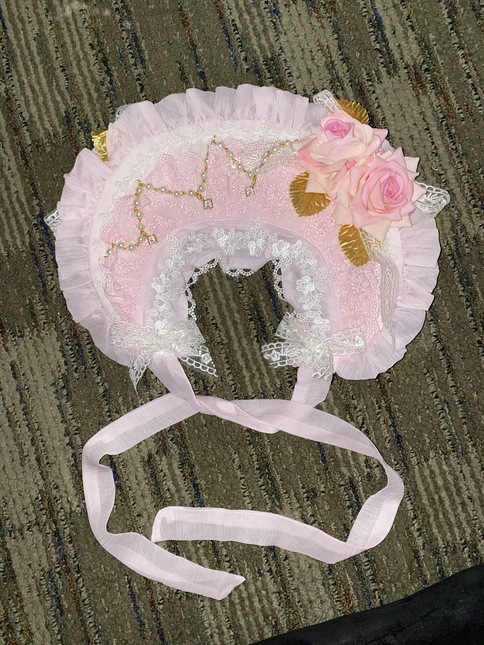 Pink Lacey Bonnet/Headdress - Hair Accessories - Lace Market: Lolita ...
