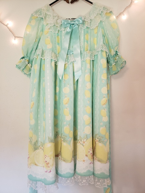 Relist: Angelic Pretty Fruity Lemon OP in Mint with Ribbon Clip - One ...
