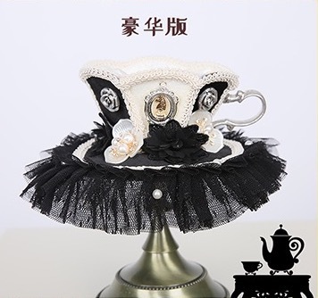 Star Box Handmade Tea Cup Hat "Garden Tea Party" - Black - Hats - Lace ...