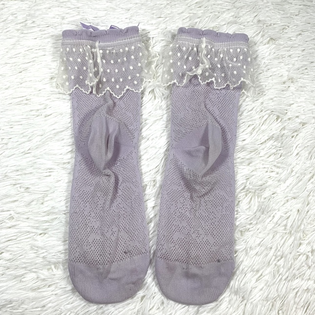 Angelic Pretty Lacy Crew Length Socks - Lavender - Socks and Tights ...