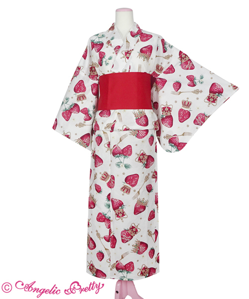 Angelic Pretty Royal Crown Berry Yukata Set White - Dresses - Lace ...