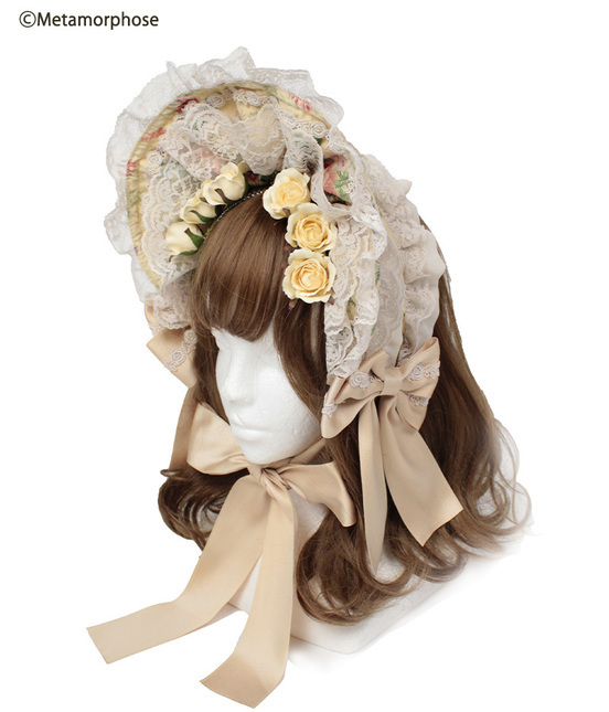 Metamorphose ~ Clara Half Doll Bonnet + Rose Clips ~ Beige - Bonnets ...