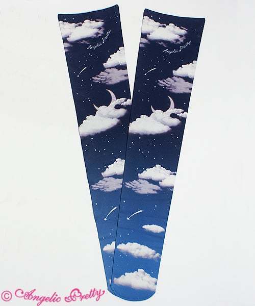 Angelic Pretty Misty Sky OTK navy socks - Socks and Tights - Lace ...