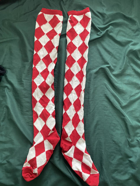 Angelic Pretty Argyle Star Night OTK socks red - Socks and Tights ...