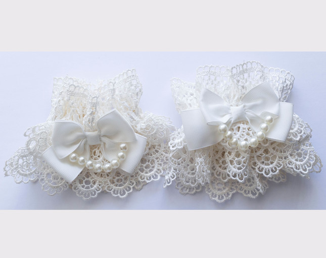 Bodyline Pearl Ribbon Wrist Cuffs - Gloves and Wristwear - Lace Market ...