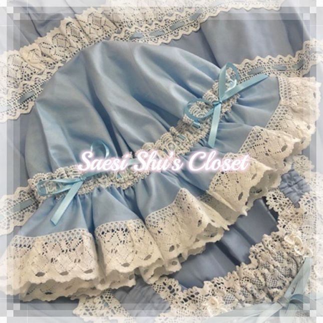 NEW Rococo Classic Lolita Bonnet Dusty Blue x White - Hair Accessories ...