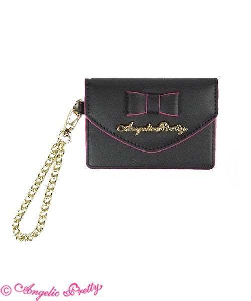 Angelic Pretty Ribbon Pass Case Black x Pink - Bags and Purses - Lace ...