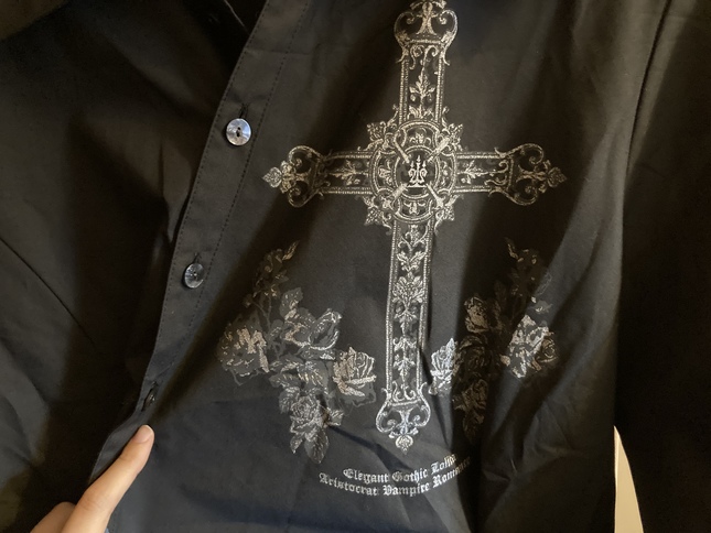 Moi meme moitie ega gothic cross shirt men size - Blouses - Lace Market ...