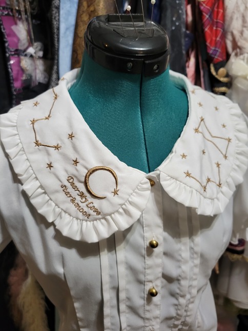 White Constellation Embroidered Collar blouse - Tops - Lace Market ...