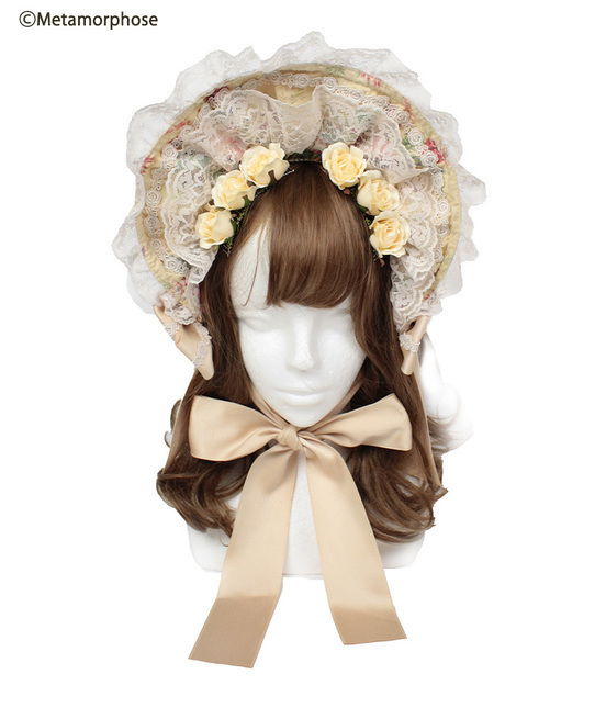 Metamorphose ~ Clara Half Doll Bonnet + Rose Clips ~ Beige NWOT - Headdresses - Lace Market ...