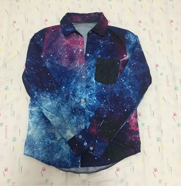 Galaxy Blouse/Dress Shirt/Long Sleeve Top, star starry print - Blouses ...