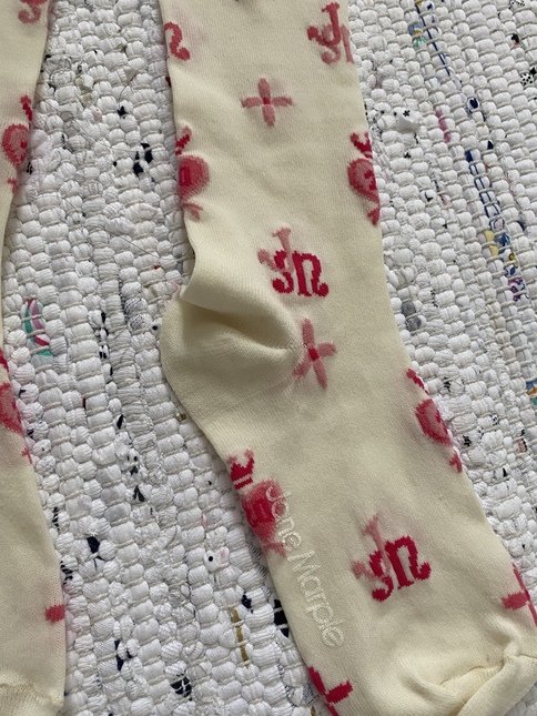 Jane Marple 20th anniversary socks pink x cream - Socks and Tights ...