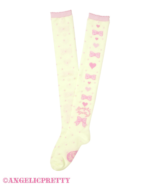 Angelic Pretty Topping Heart OTKs Yellow x pink - Socks and Tights ...