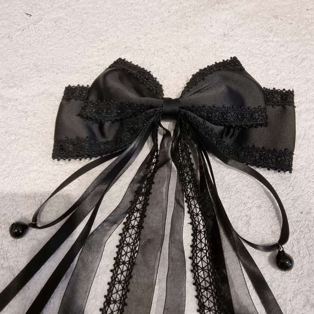 Large Black ribbon pin / waist bow - Other Accessories - Lace Market ...