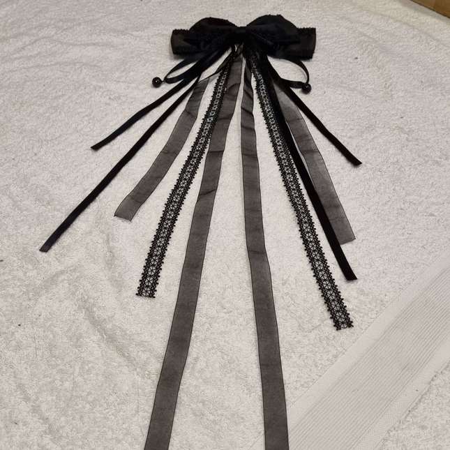Large Black ribbon pin / waist bow - Other Accessories - Lace Market ...