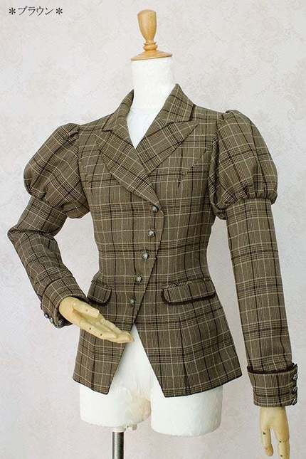 Victorian Maiden Horse Riding Check Jacket Brown - Jacket/Parka - Lace ...