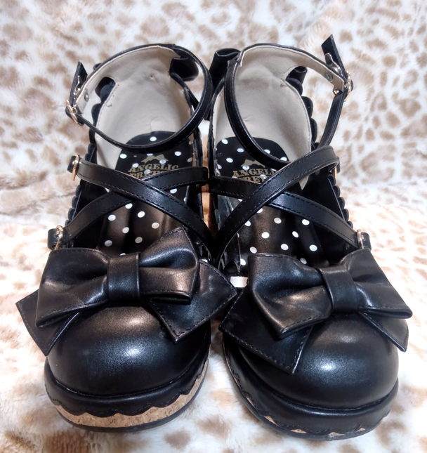 Angelic Pretty Tea Party Style Shoes L Size Black/white trim - Shoes ...