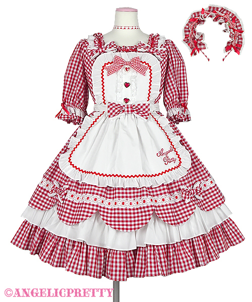 (SALE for leaving lolita) Angelic Pretty AP Heart Cafe OP in red NWT ...