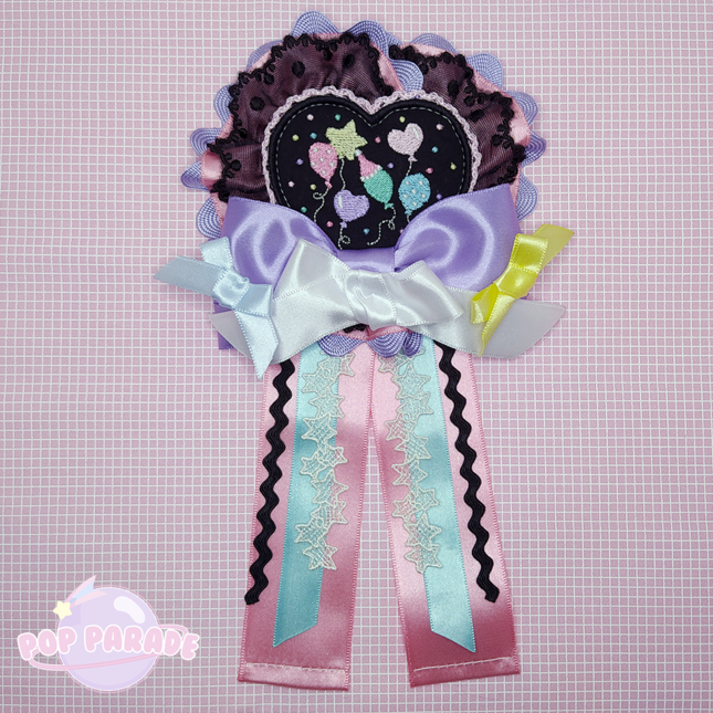 ♡Pop Parade♡ Heart Happy Balloon ♡ Rosette 2Way Brooch (Black) - Brooches and Pins - Lace Market ...