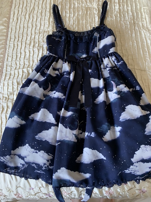 Angelic Pretty Misty Sky in Navy JSK - Jumperskirt - Lace Market ...
