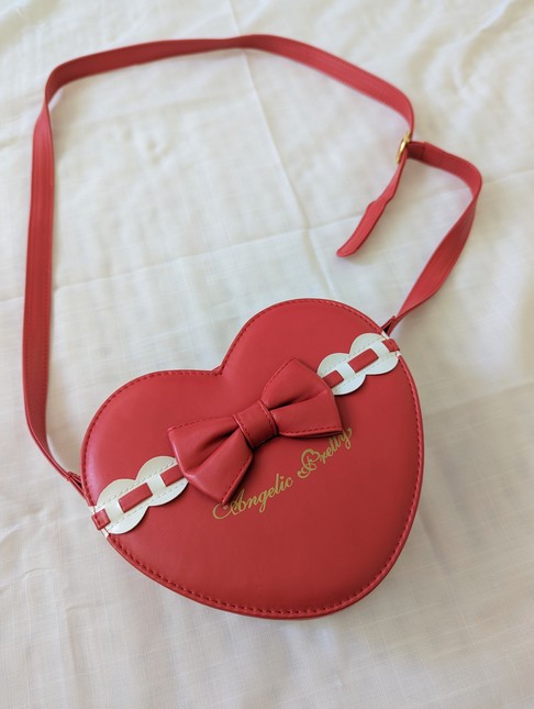 Angelic Pretty red heart pouch cross body shoulder bag - Bags and ...