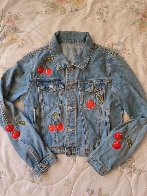 Cherry Denim Jacket Free US Ship - Outerwear - Kei Market: Buy and Sell ...