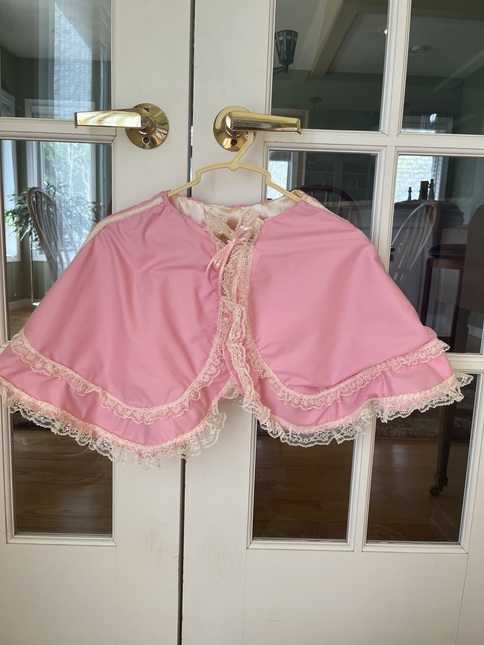 Handmade candy pink cape/caplet with gold star buttons - Capes - Lace ...