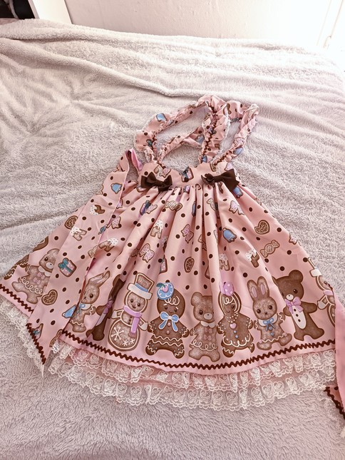 Angelic Pretty Nakayoshi Ginger Cookie Skirt pink - Skirts - Lace ...