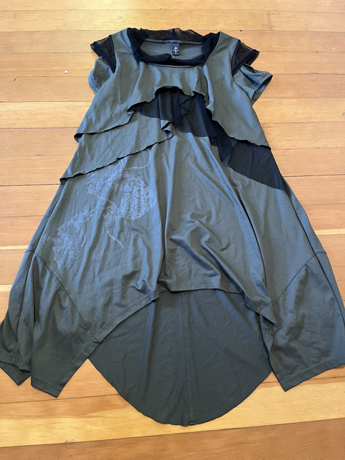Ozz Croce Olive Green Tattered Asymmetrical Dress - One Piece - Lace ...