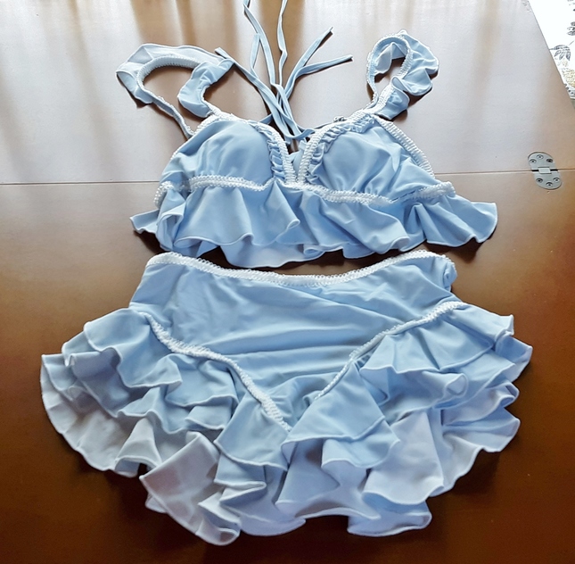 Bodyline Sax Blue Princess Ruffle Bikini Size L NWOT with Flaw - Other ...