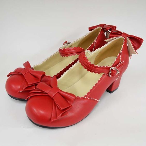 Scalloped Cut Ribbon Shoes (Red) - Bodyline - Shoes - Lace Market ...