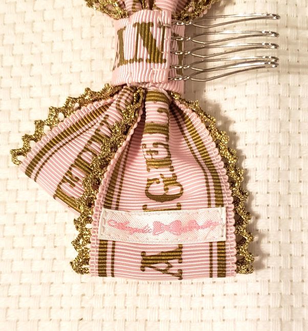 Angelic Pretty Crown Logo Ribbon comb in pink - Hair Accessories - Lace ...