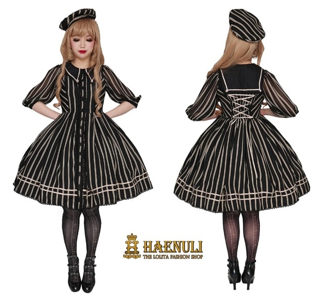 Haenuli black sailor OP dress Plus size friendly XL - One Piece - Lace ...