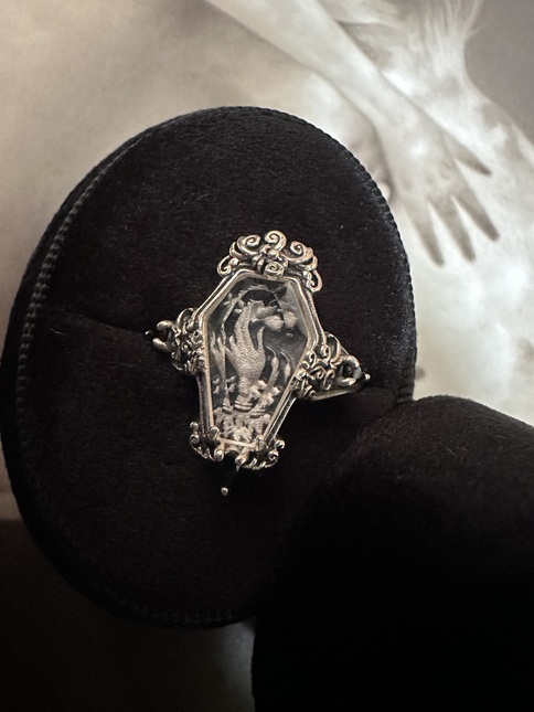 Petals and Poison The "Mourning Hand" Glass Casket Ring - Rings - Lace ...