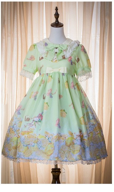 Cat's Broom Lemon OP in Mint - One Piece - Lace Market: Lolita Fashion ...